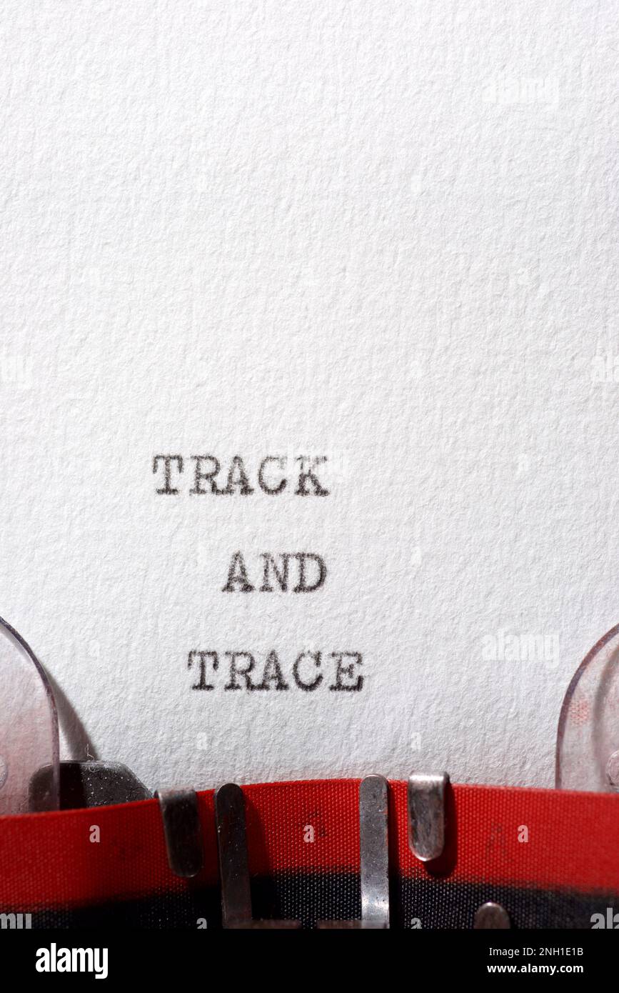 Track and trace text written with a typewriter Stock Photo - Alamy