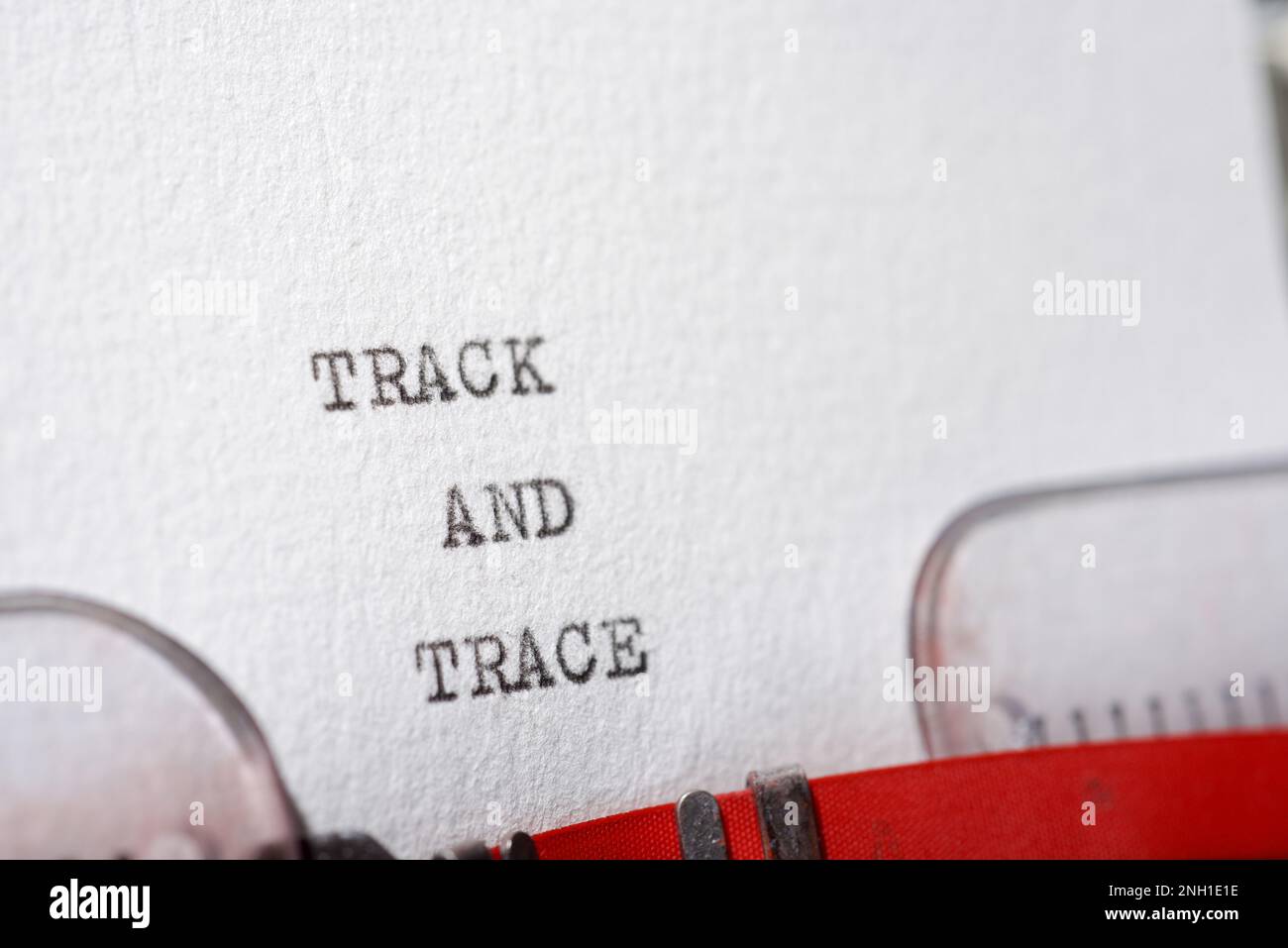 Track and trace text written with a typewriter Stock Photo - Alamy