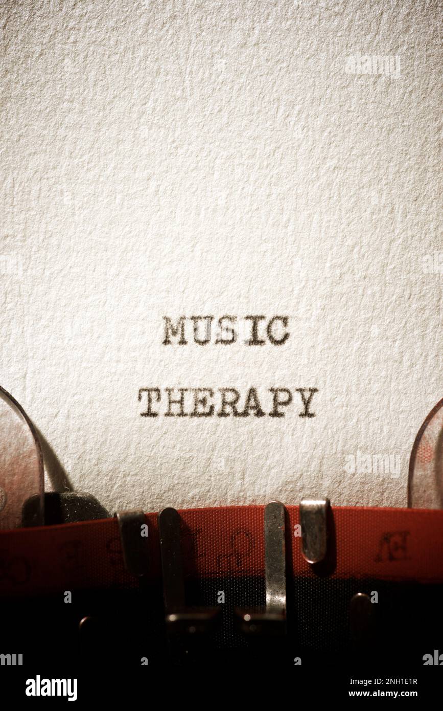 Music therapy text written with a typewriter Stock Photo - Alamy
