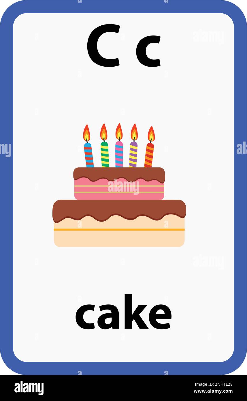 Alphabet flashcard for children with the letter c from cake Stock ...