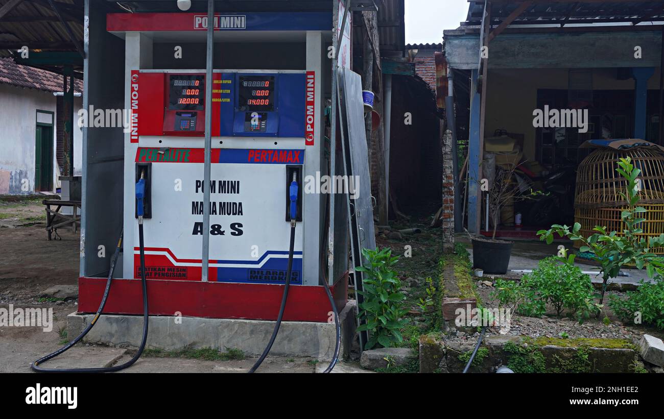 Mini fuel gasoline station of premium, pertalite, pertamax Infront of ...