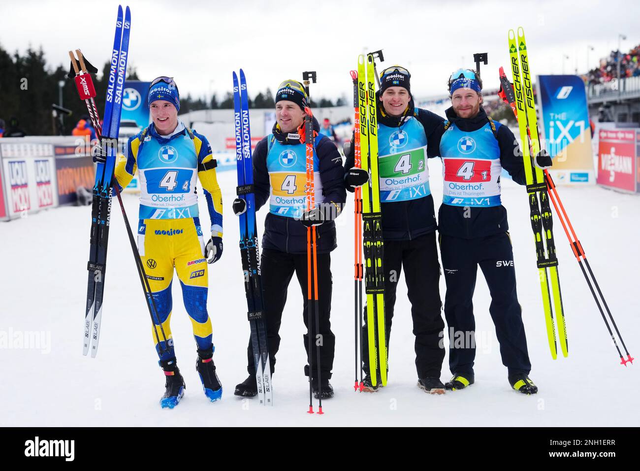 Oberhof, Germany 20230218.Sweden's team cheers after the relay in the ...