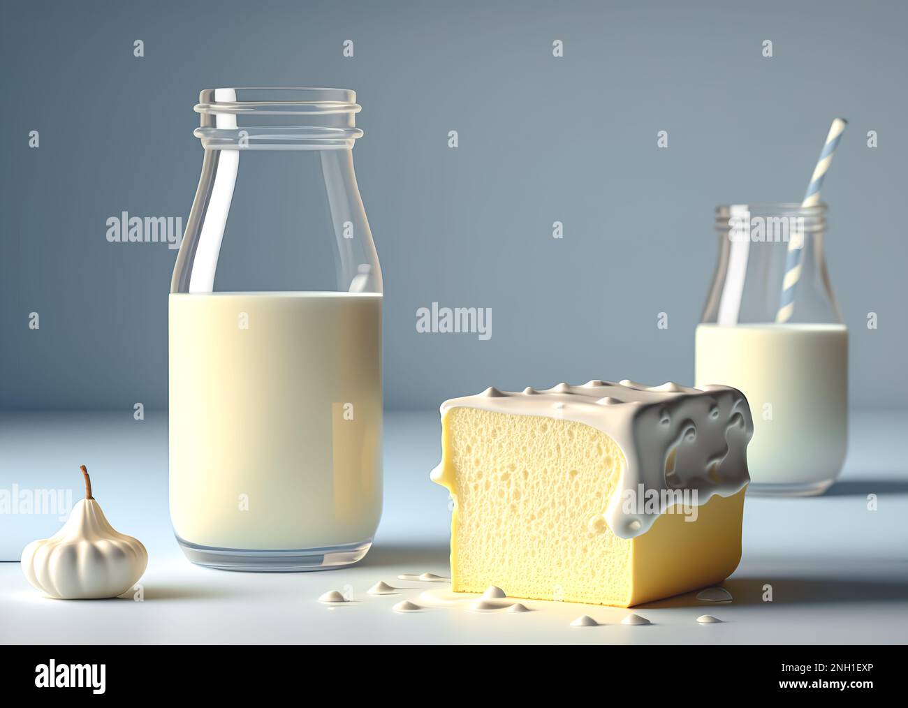 Milk and cheese on a blurred background, generative Al Stock Photo - Alamy