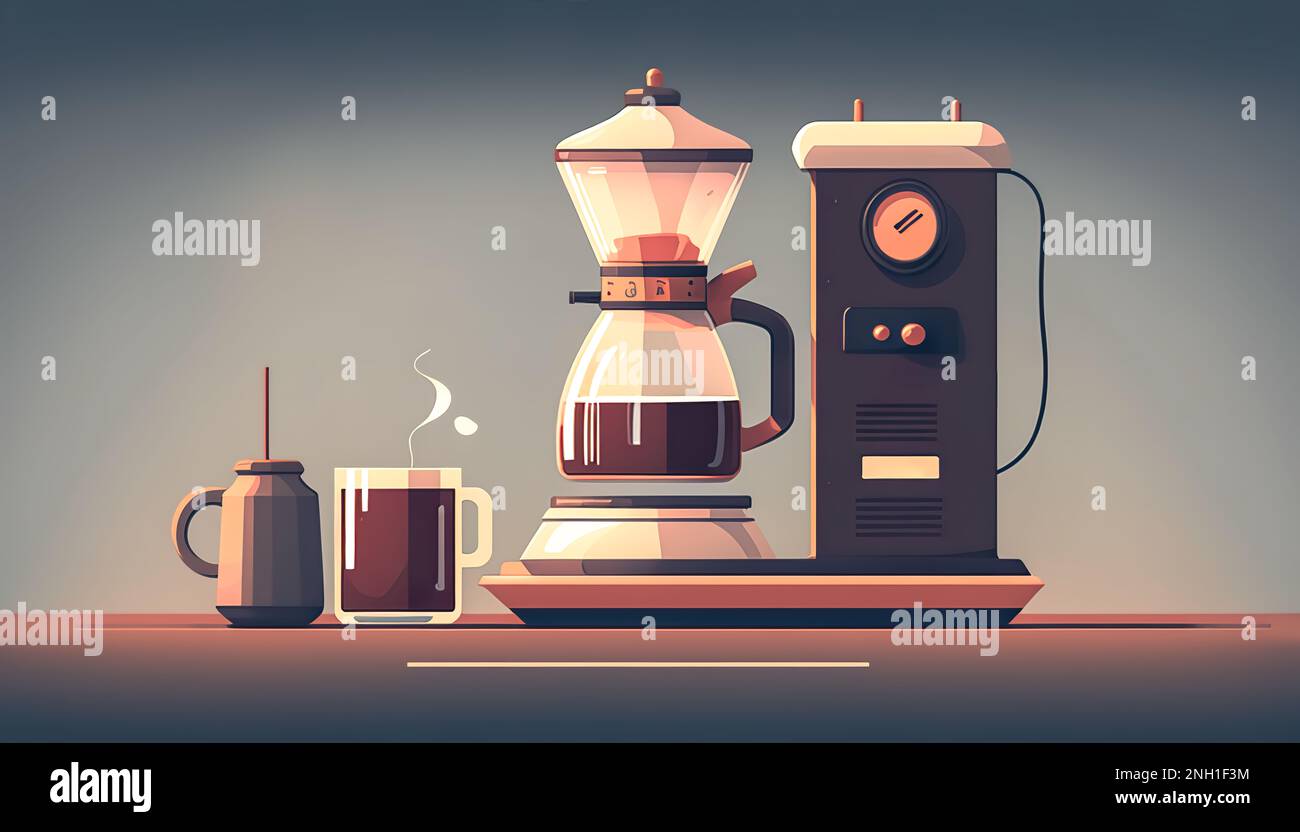 Composition with coffee maker on blurred background, generative Al ...