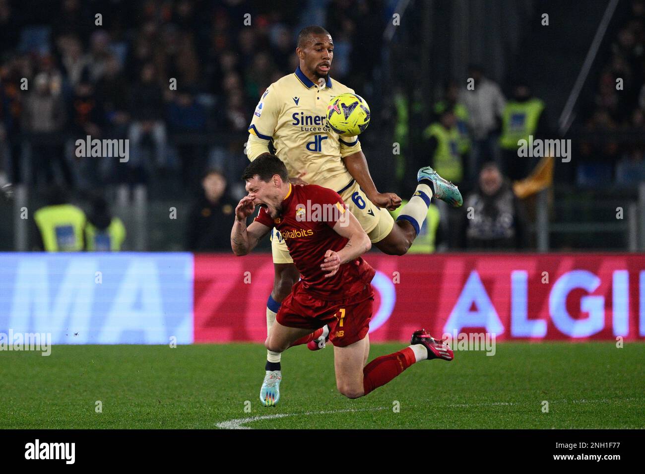 Cyril Ngonge (Hellas Verona) Andrea Belotti (AS Roma) during the ...