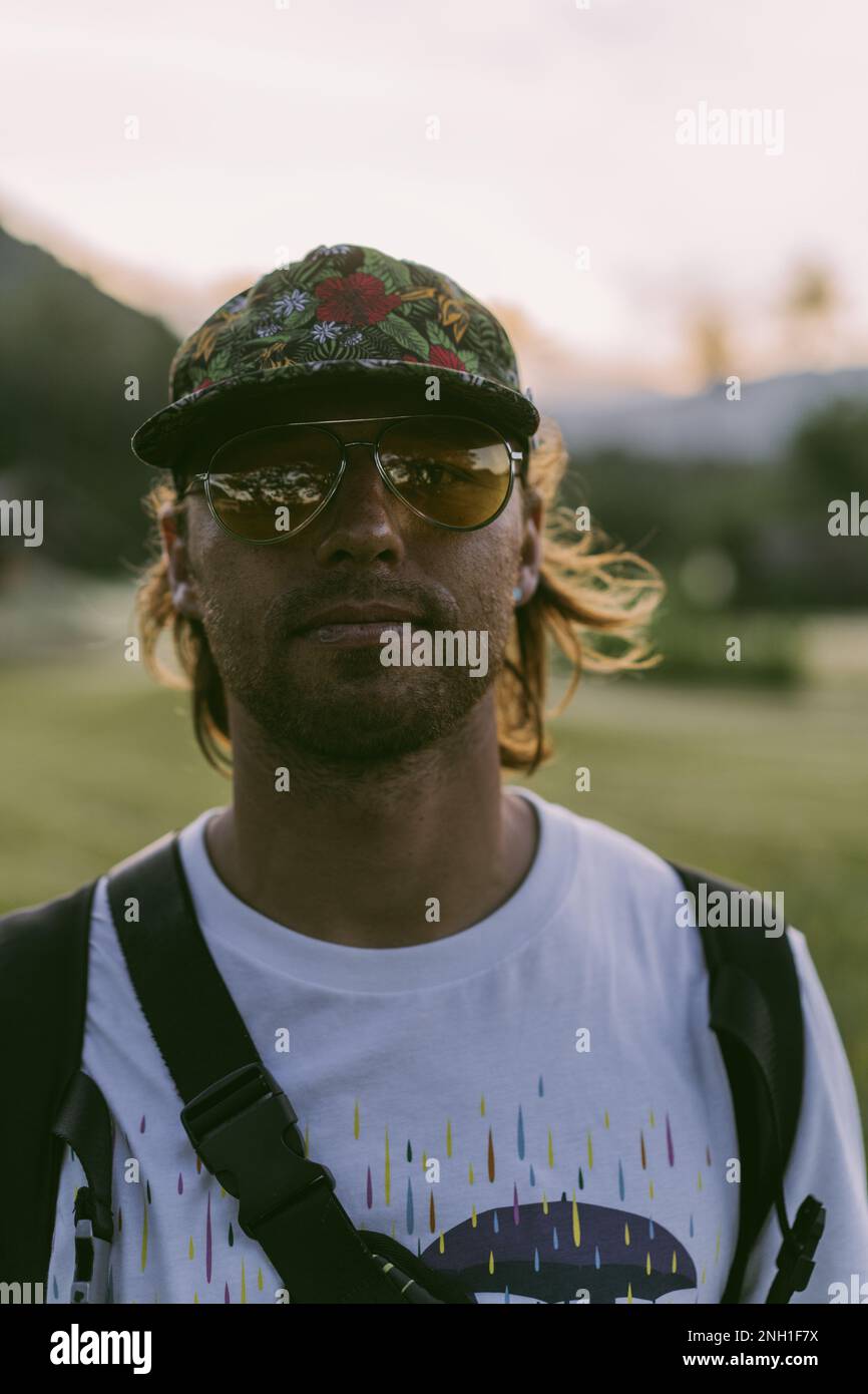 A young man in a rice fields Stock Photo - Alamy