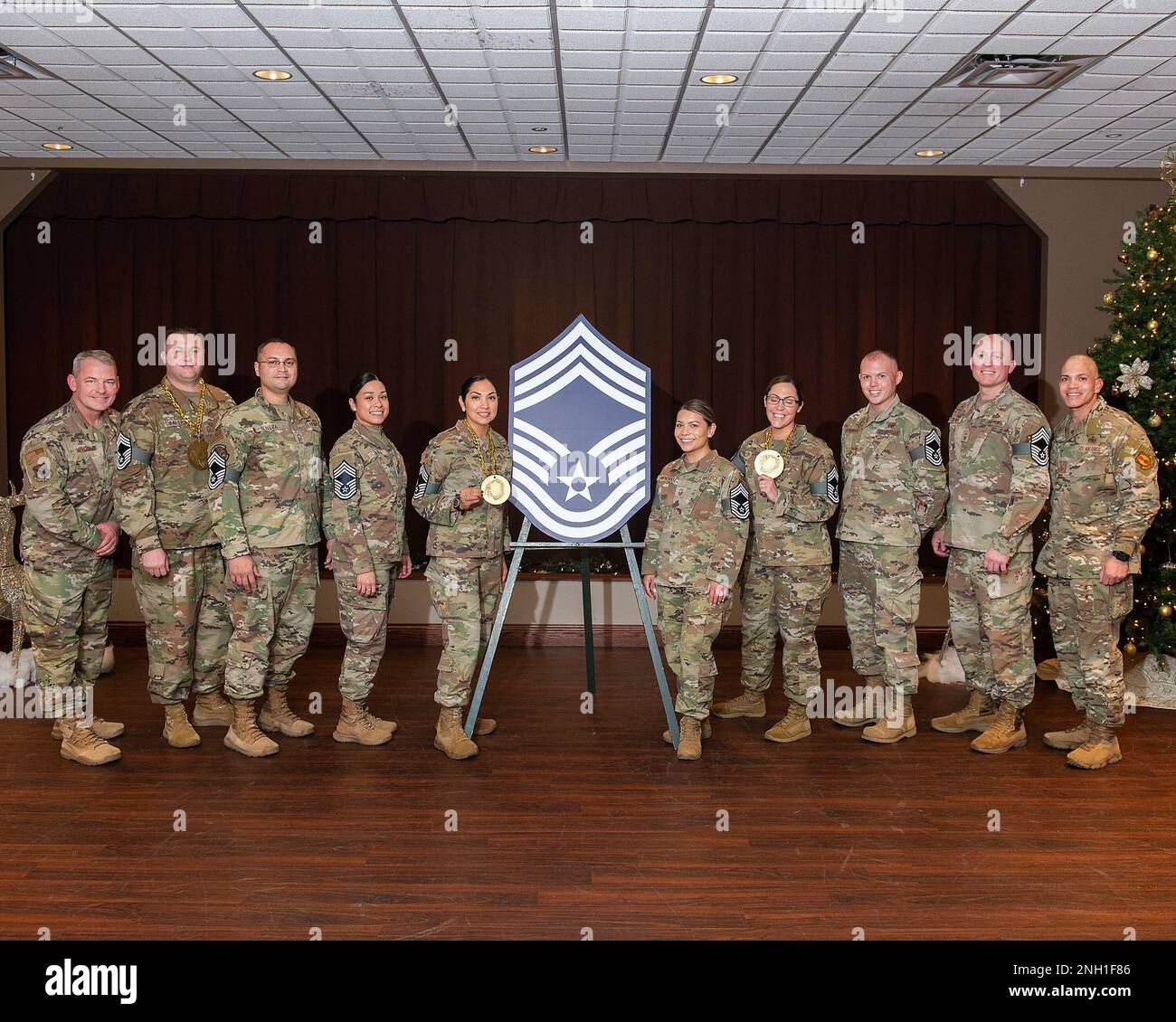 Col. Christopher Meeker (left), 88th Air Base Wing and installation commander, and Chief Master ...
