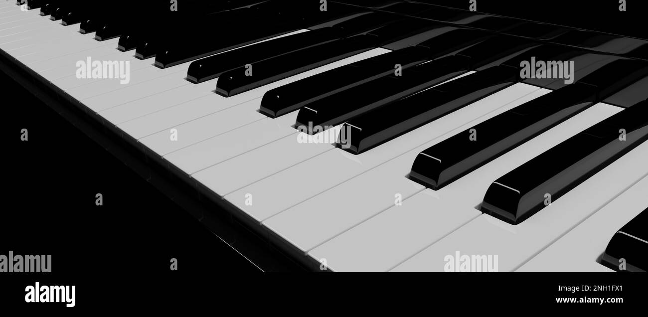 piano keys closeup black and white (klawisze pianina zbliżenie czarno ...