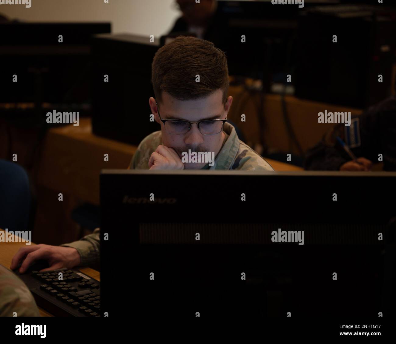 Pfc. Zack Allen, an information technology specialist with the 136th ...