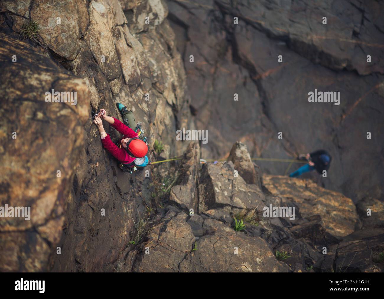 Two people rock climbing red hi-res stock photography and images - Alamy
