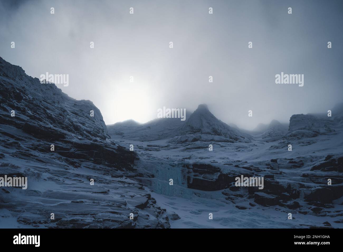 Katahdin’s snowy Armadillo feature in dramatic light in winter Stock ...