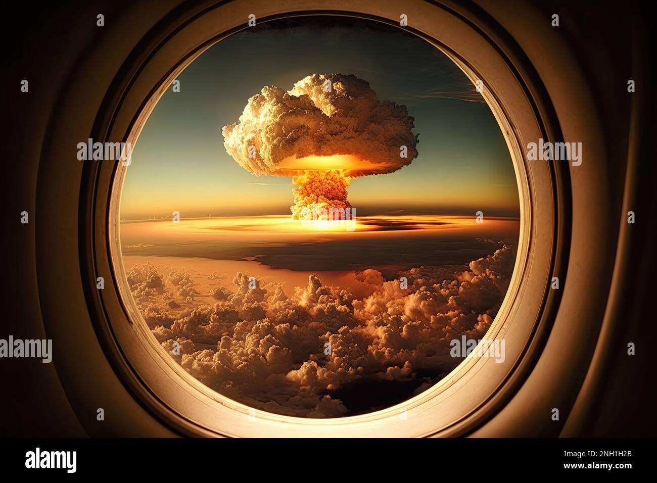 Witnessing a nuclear explosion from an airplane porthole provides an ...
