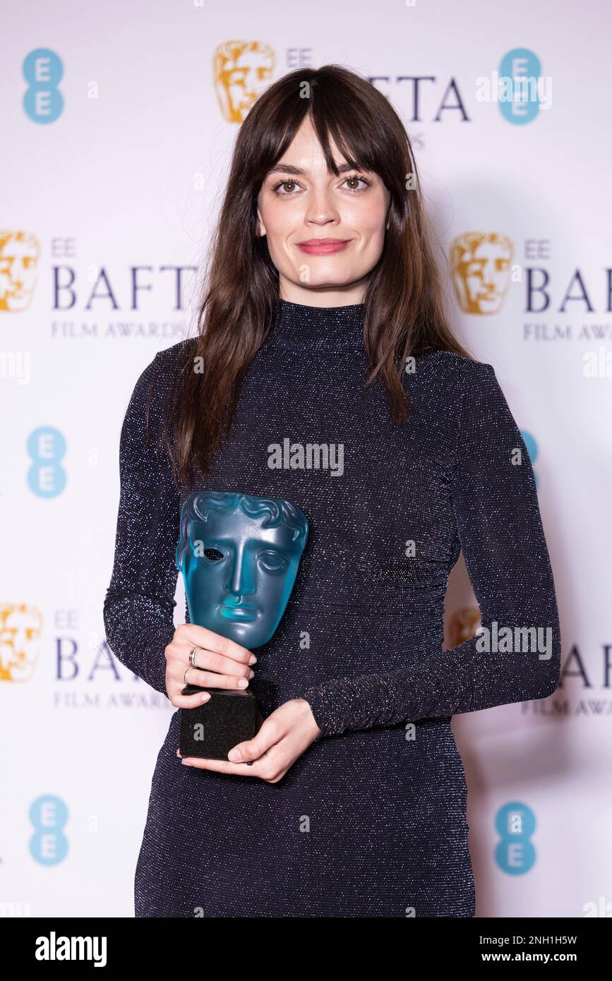 Emma Mackey, winner of the EE rising star award, poses for ...
