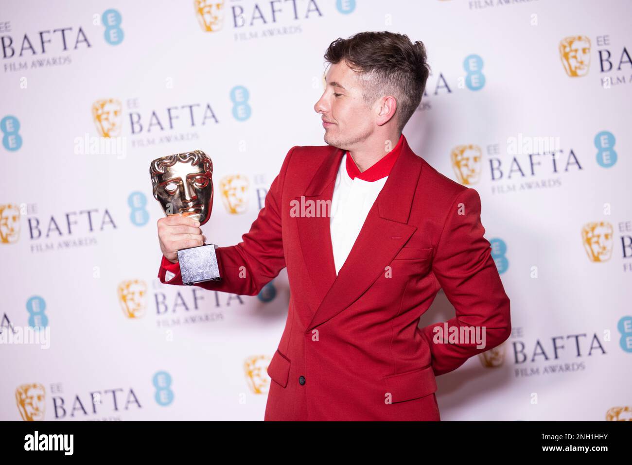 Barry Keoghan poses for photographers with the Supporting Actor award ...