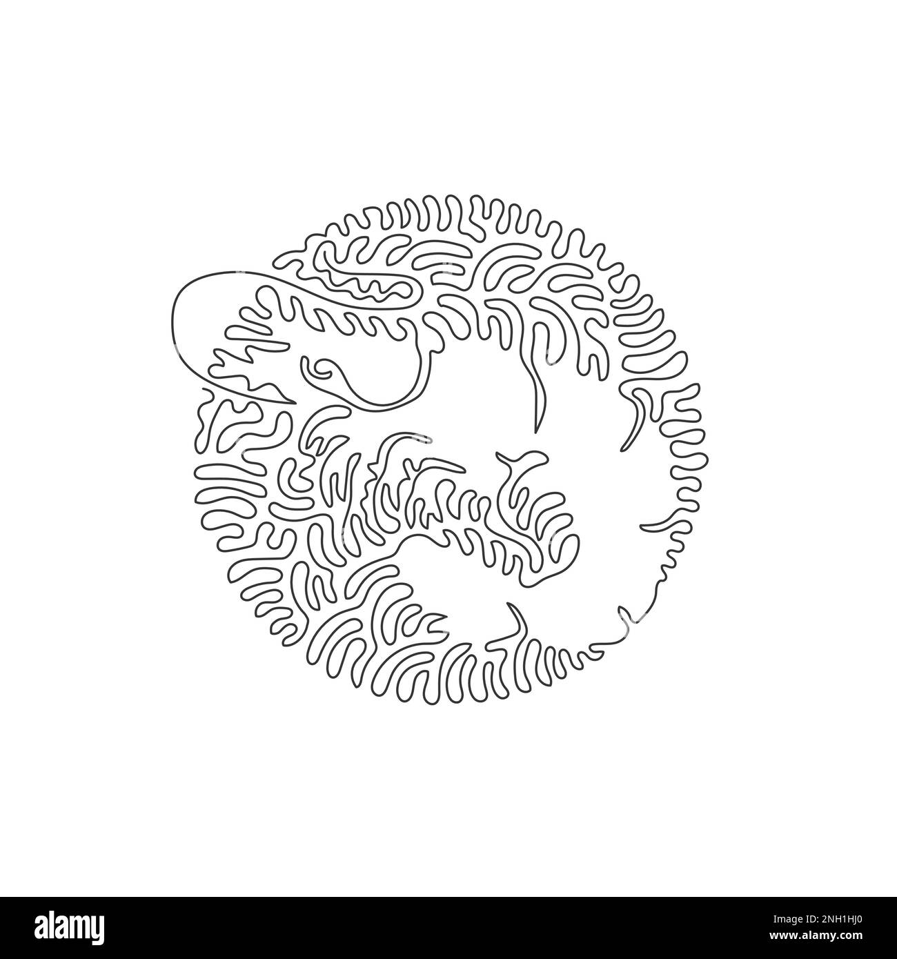 Continuous one line drawing of exotic shrimp abstract art. Single line ...