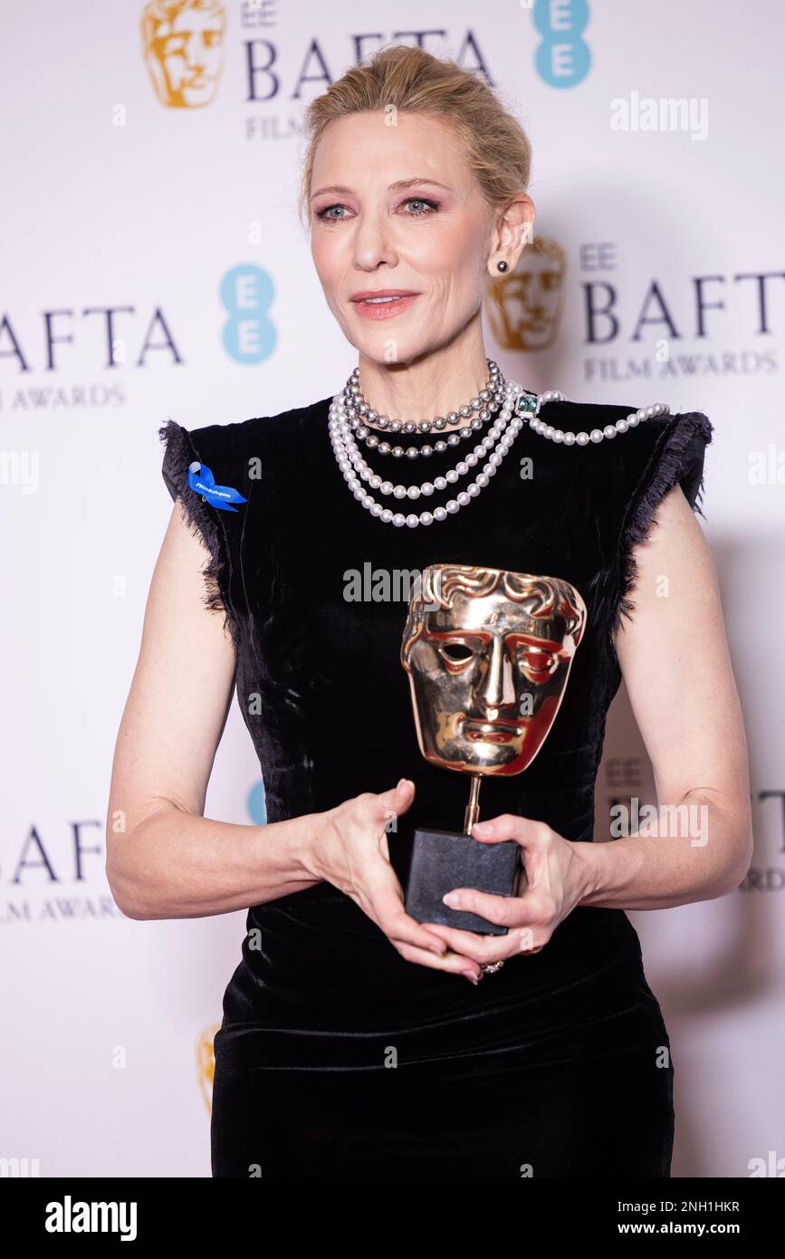 Cate Blanchett, winner of the leading actress award for 'Tar', poses ...