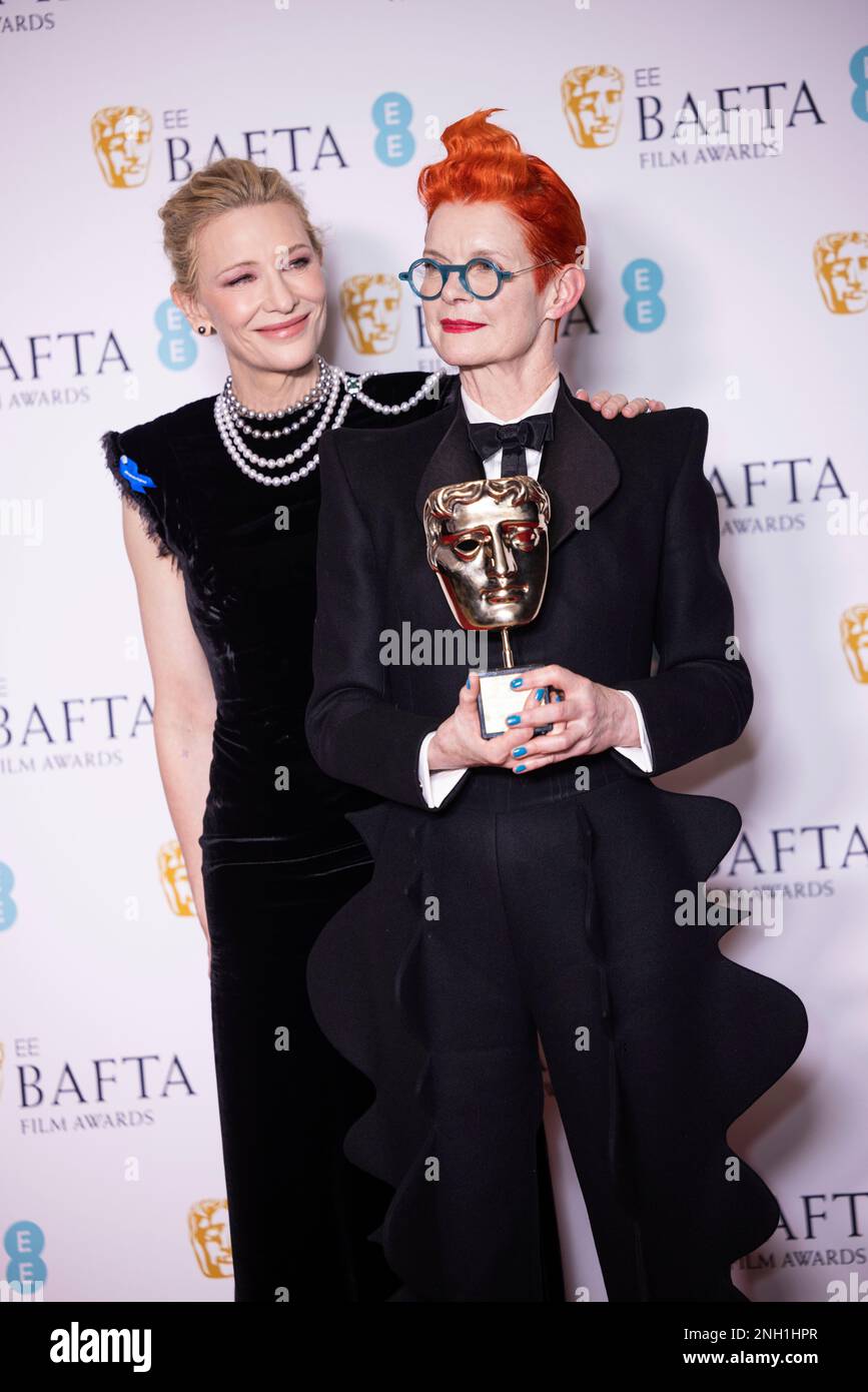 Sandy Powell, right, winner of the fellowship award, poses with Cate ...