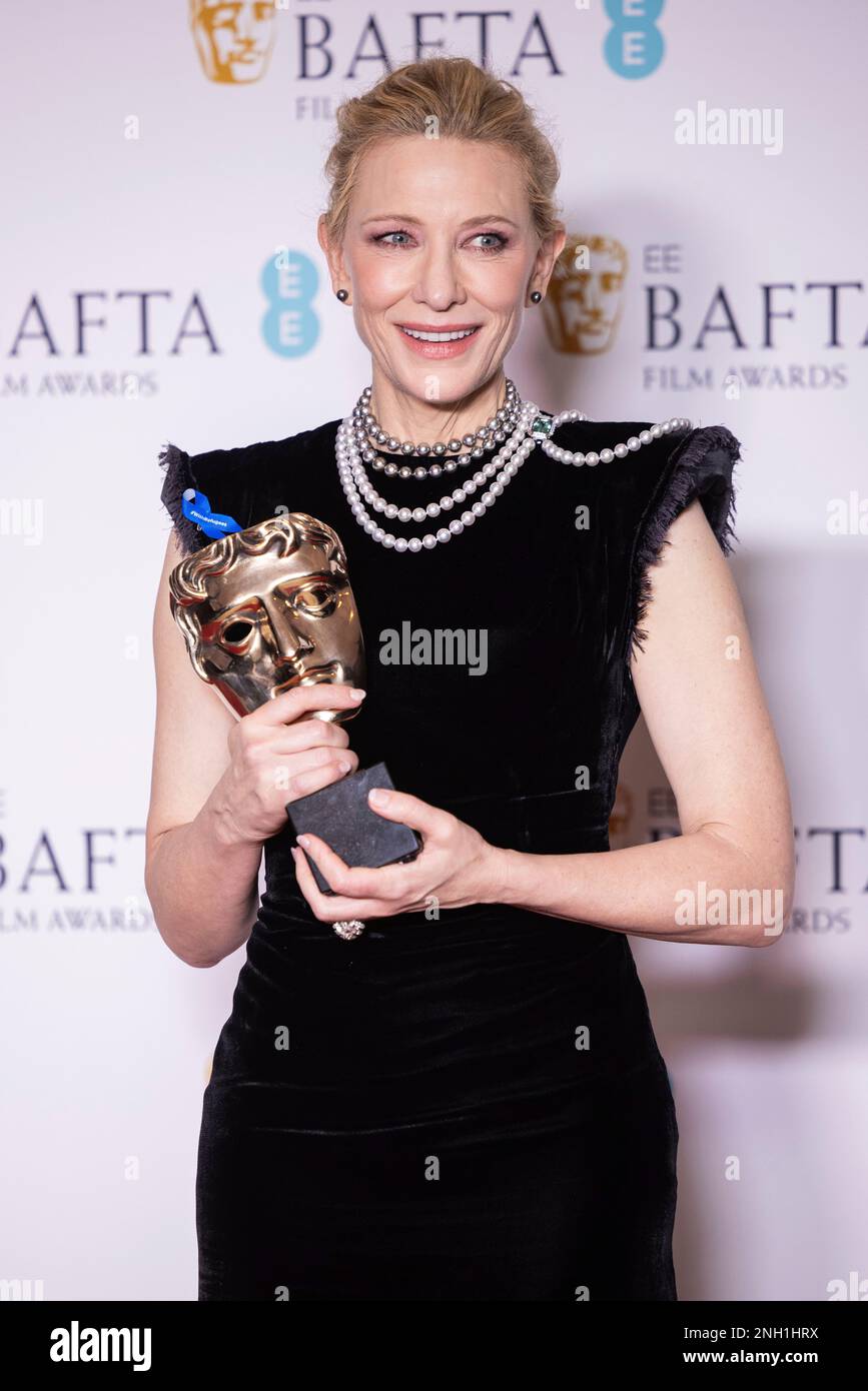 Cate Blanchett, winner of the leading actress award for 'Tar', poses ...