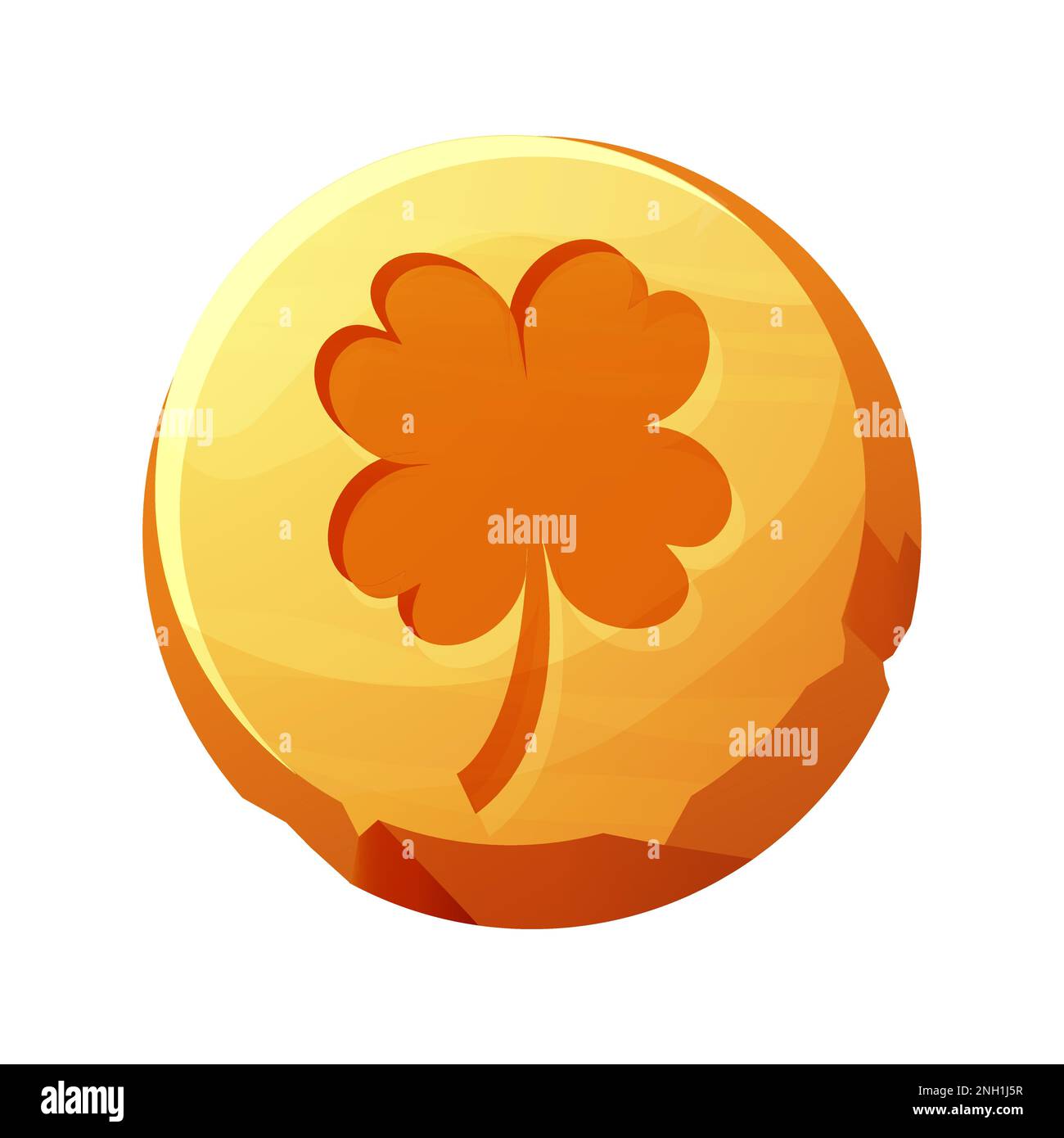 Golden coin with clover lucky symbol, irish penny Celtic celebration ...