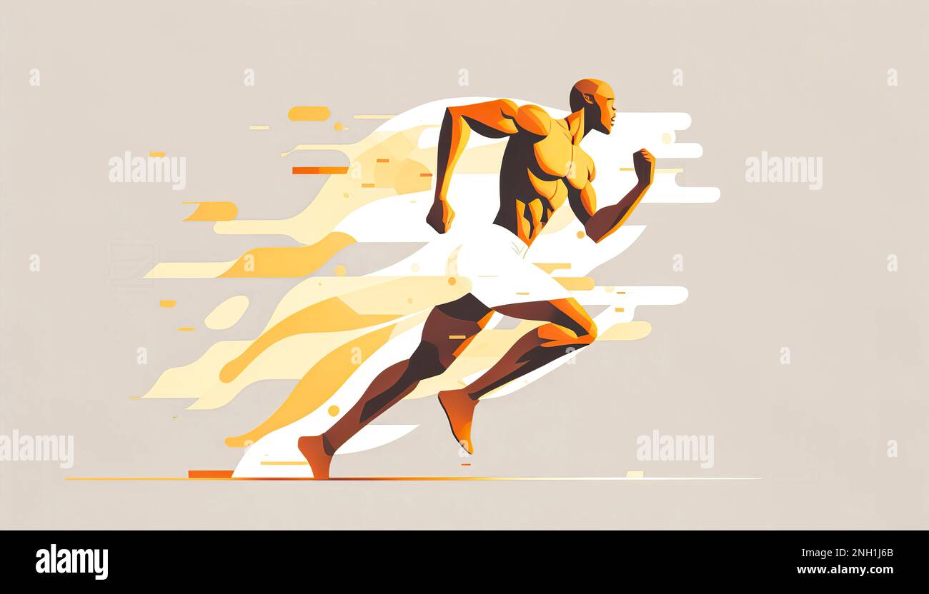 Strong man with muscles athlete runs, generative Al Stock Photo - Alamy