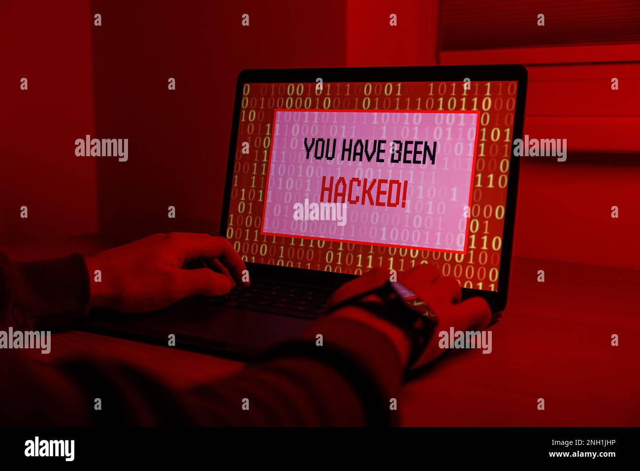 Hacker attack on Computer. Warning text on PC You have been hacked ...