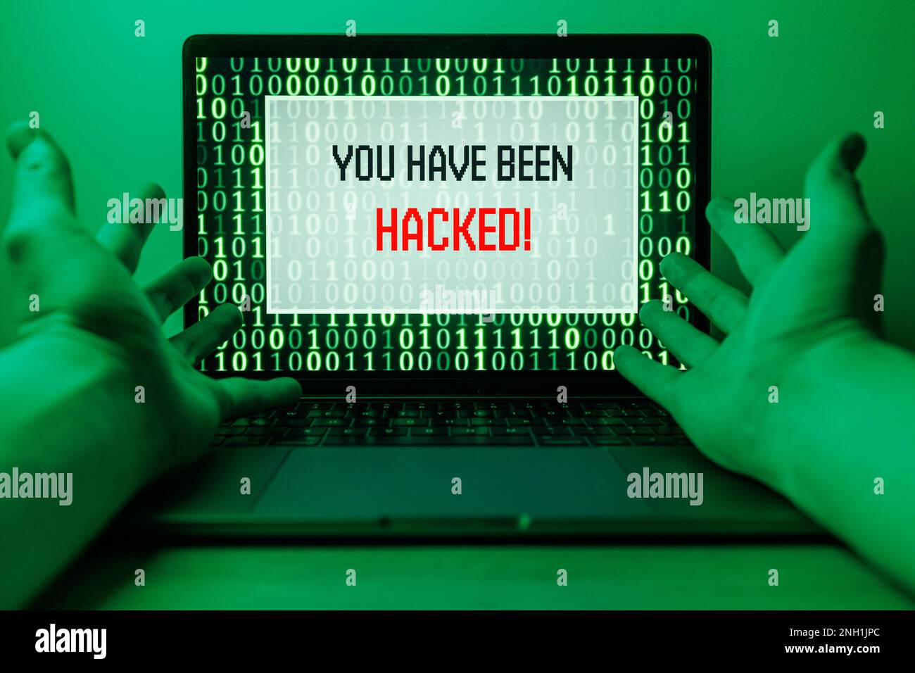 Hacker attack on Computer. Warning text on PC You have been hacked Stock Photo - Alamy