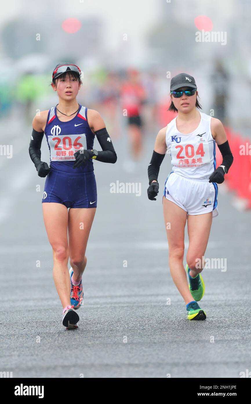 Kobe, Hyogo, Japan. 19th Feb, 2023. (L-R) Yukiko Umeno, Miyu Naito ...