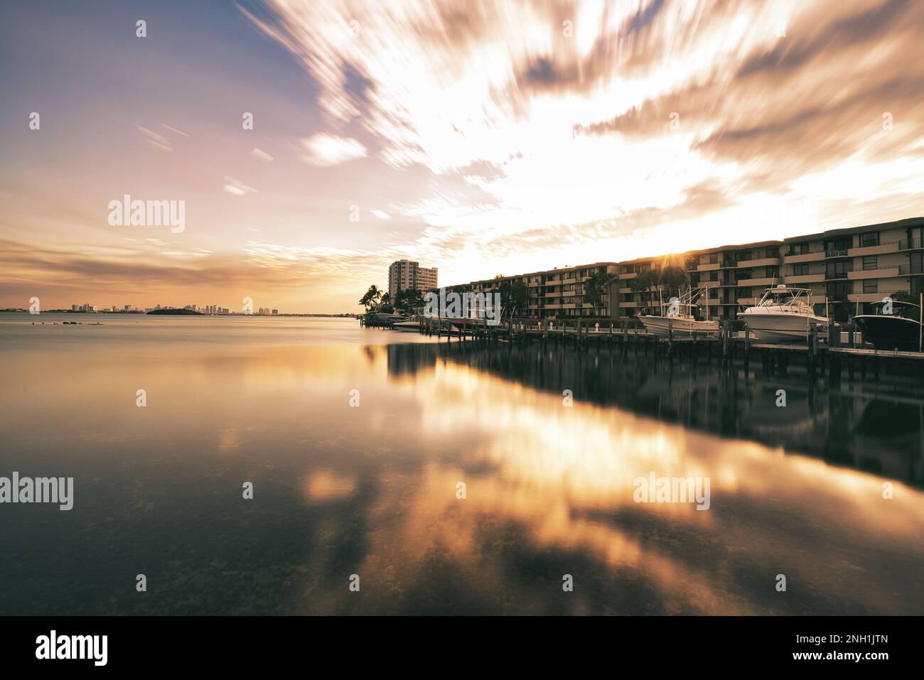 sunset over the river lake bal harbour Florida Stock Photo - Alamy