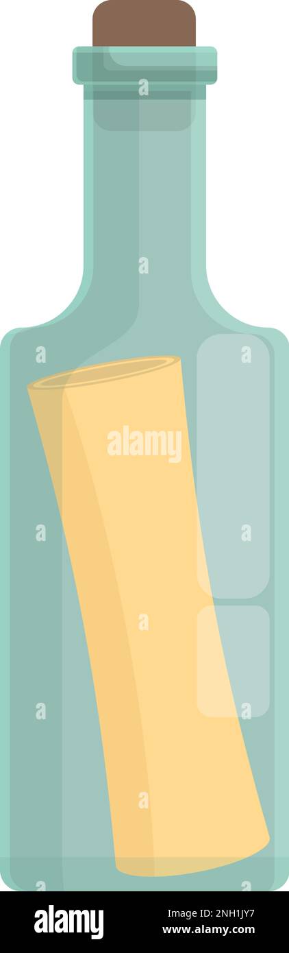 Message in the bottle icon cartoon vector. Sea letter. Paper glass ...