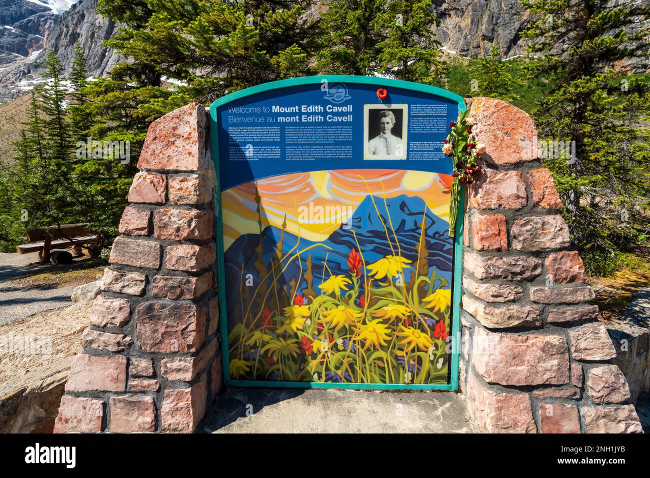 Alberta, Canada - June 28 2021 : Monument of Mount Edith Cavell Stock ...