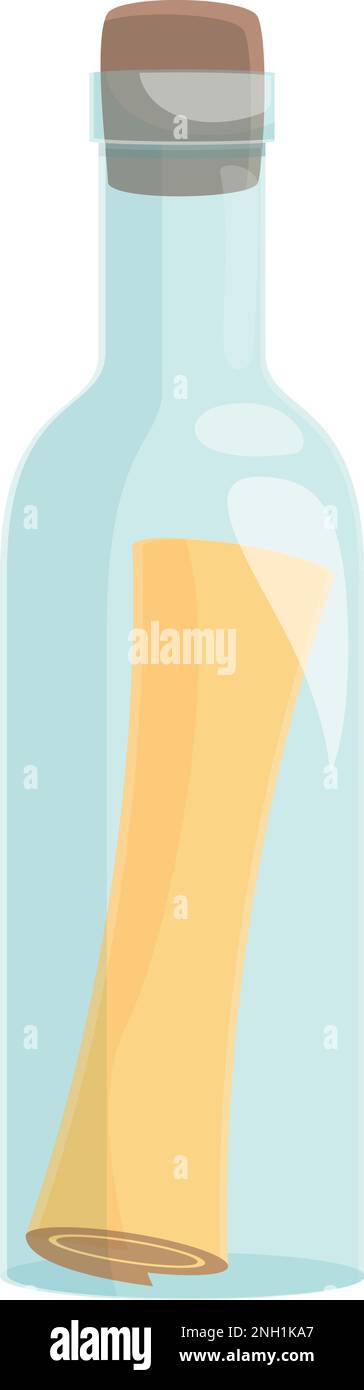 Floating bottle icon cartoon vector. Water pirate. Post note Stock ...