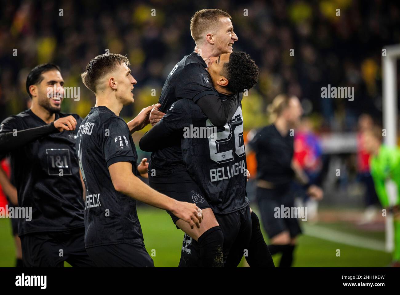 Dortmund, Germany. 19th Feb, 2023. Torjubel: Emre Can (BVB), Nico ...