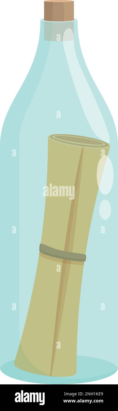 Secret message bottle icon cartoon vector. Sea letter. Paper note Stock ...