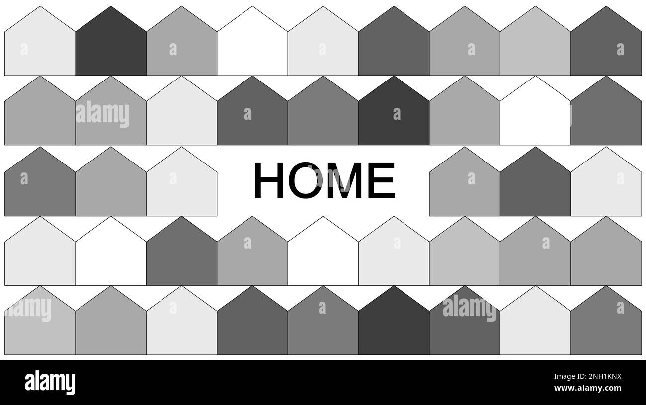 houses drawn in many colors with the word home in the center. graphic ...