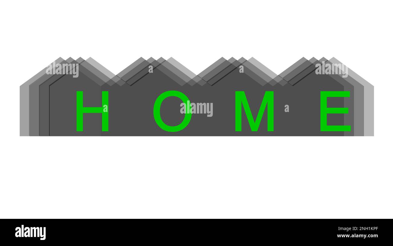 houses drawn in many colors with the word home in the center. graphic ...