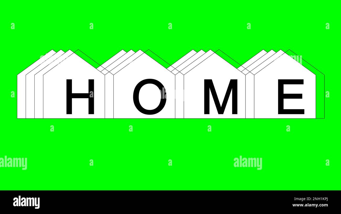 houses drawn in many colors with the word home in the center. graphic ...