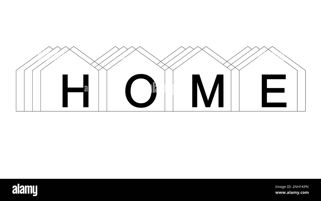 houses drawn in many colors with the word home in the center. graphic ...