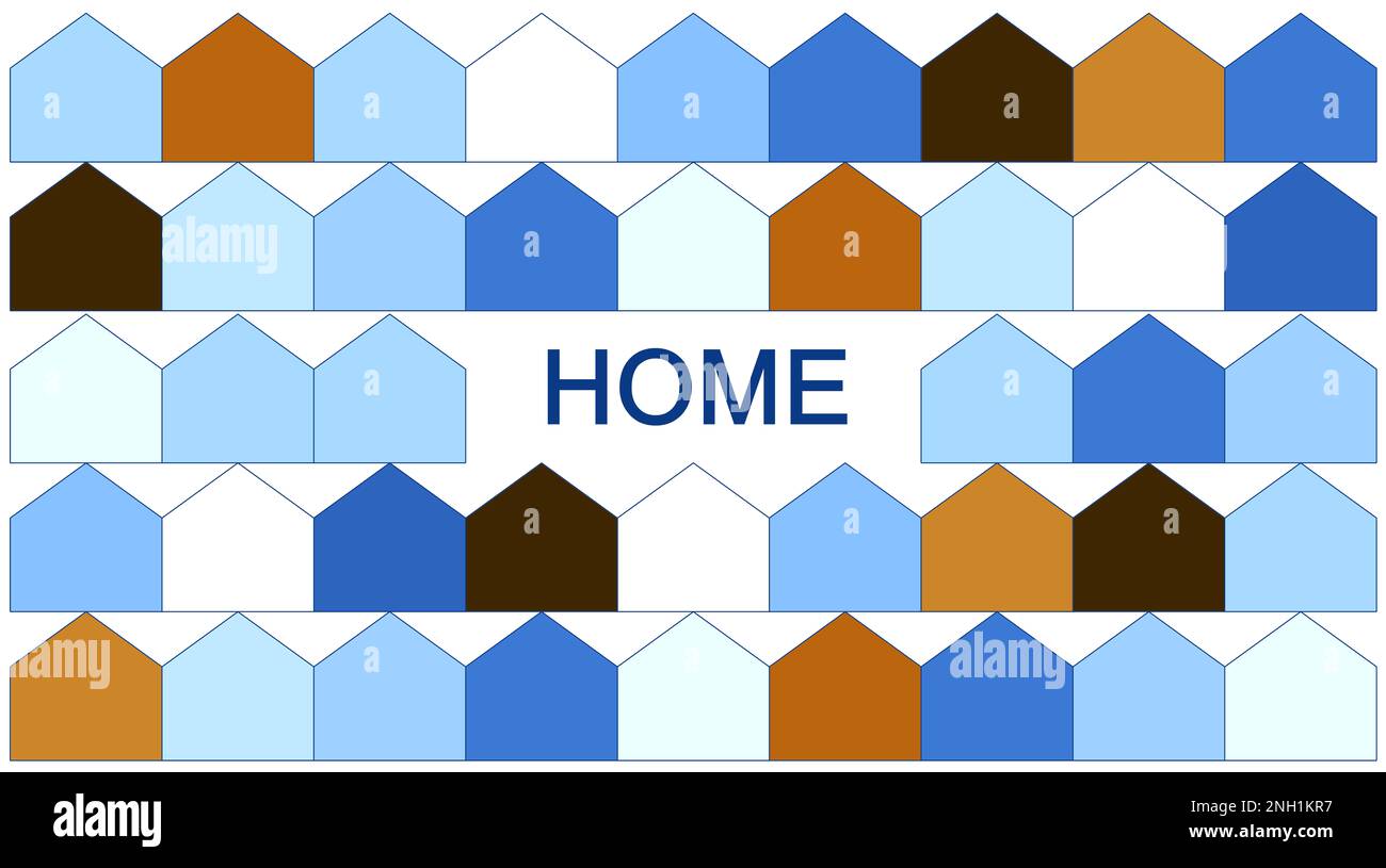 houses drawn in many colors with the word home in the center. graphic ...
