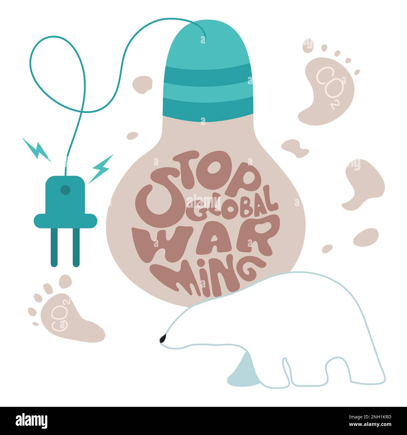Vector illustration concept with lettering STOP GLOBAL WARMING in ...