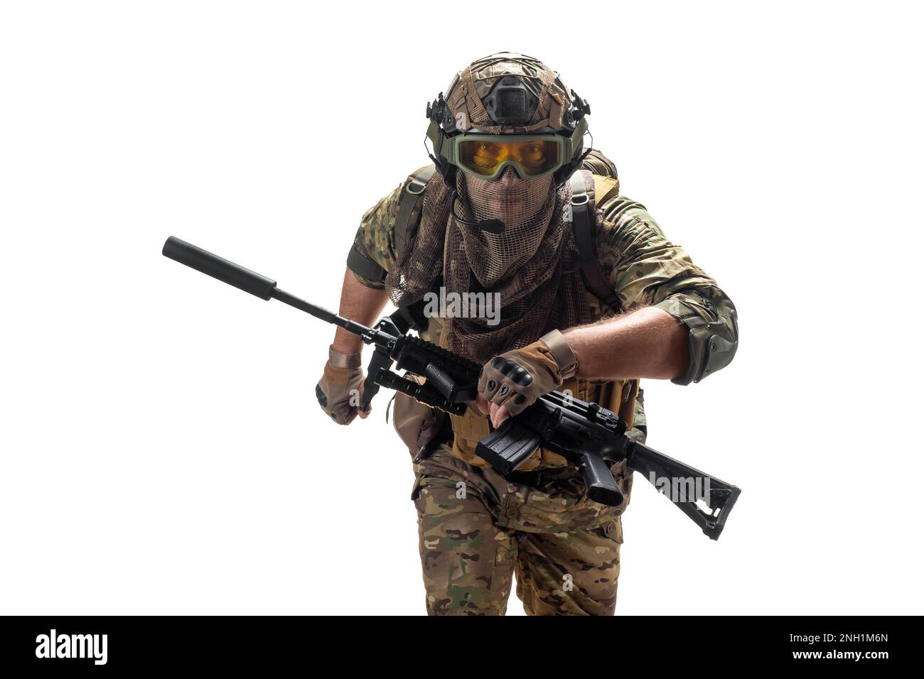 A professional mercenary soldier leaving the kill zone on contact with ...