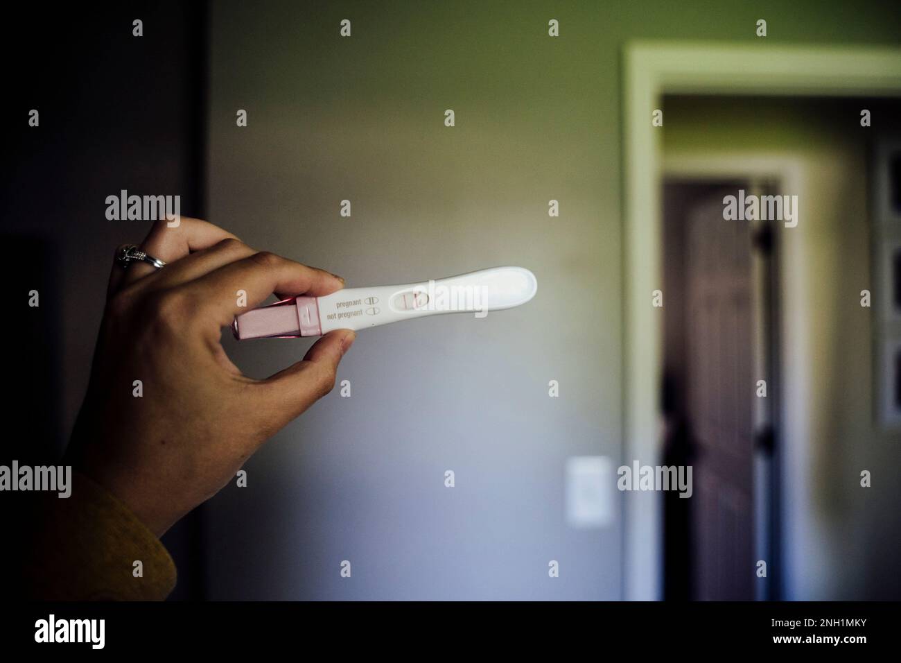 Positive Pregnancy Test Held by Woman's Hand Stock Photo - Alamy