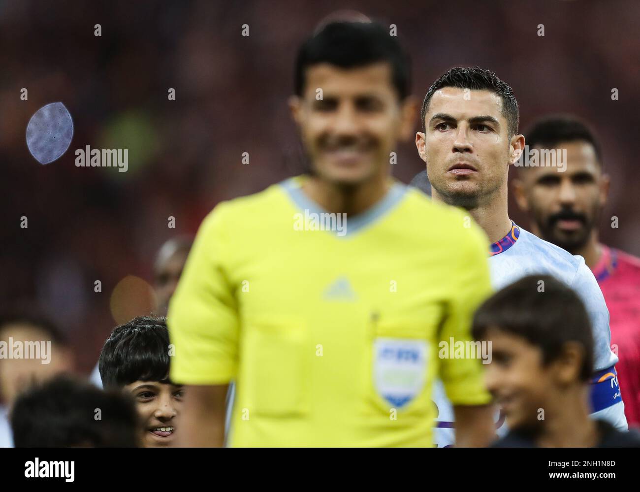 Cristiano Ronaldo looks on prior the Riyadh All-Star XI vs Paris Saint ...