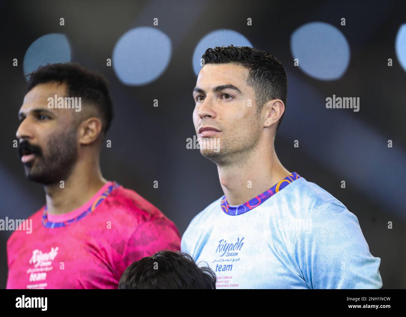 Cristiano Ronaldo smiles prior the Riyadh All-Star XI vs Paris Saint ...