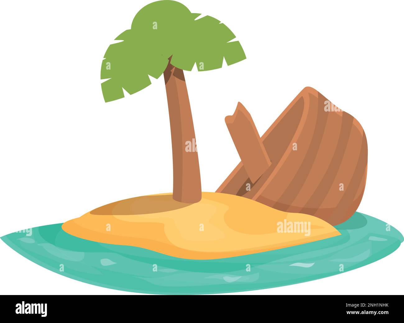 Boat shipwreck icon cartoon vector. Old ship. Ocean island Stock Vector ...