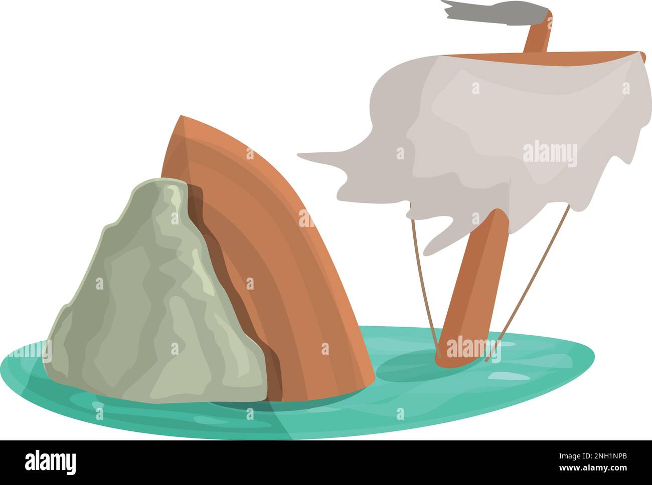 Sail shipwreck icon cartoon vector. Old ship. Ocean sailing Stock ...