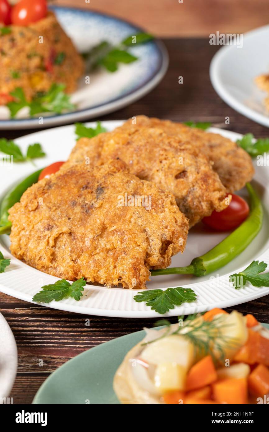 Ramadan table. Turkish food on wooden background. Iftar and sahur ...
