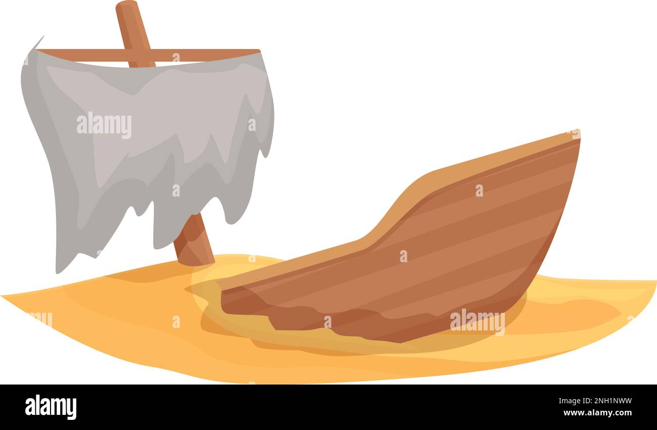 Desert shipwreck icon cartoon vector. Pirate ship. Ocean island Stock ...