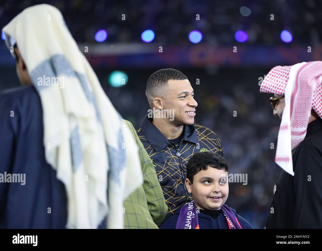 Kylian Mbappe smiles prior the Riyadh All-Star XI vs Paris Saint ...