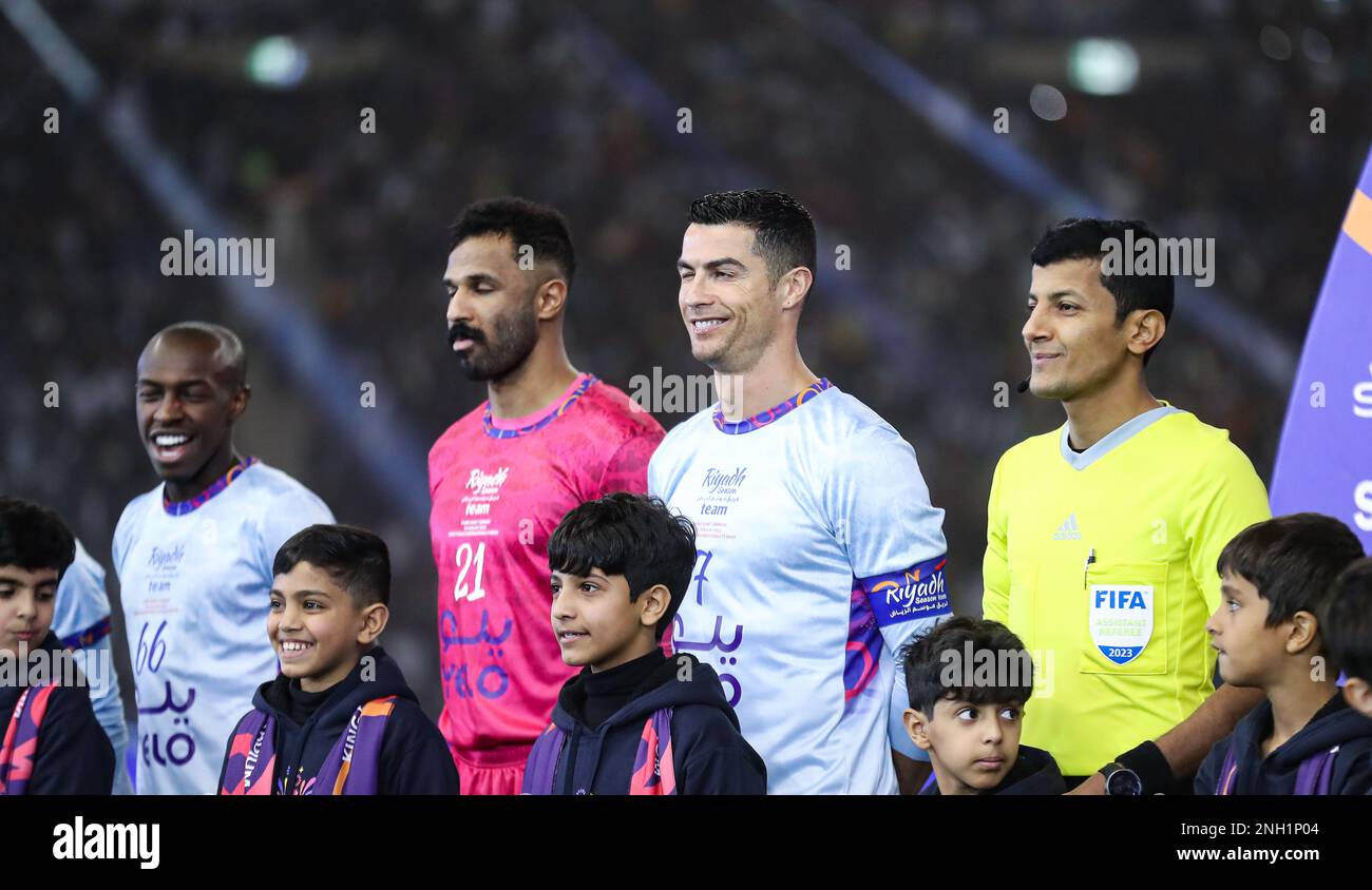 Cristiano Ronaldo smiles prior the Riyadh All-Star XI vs Paris Saint ...