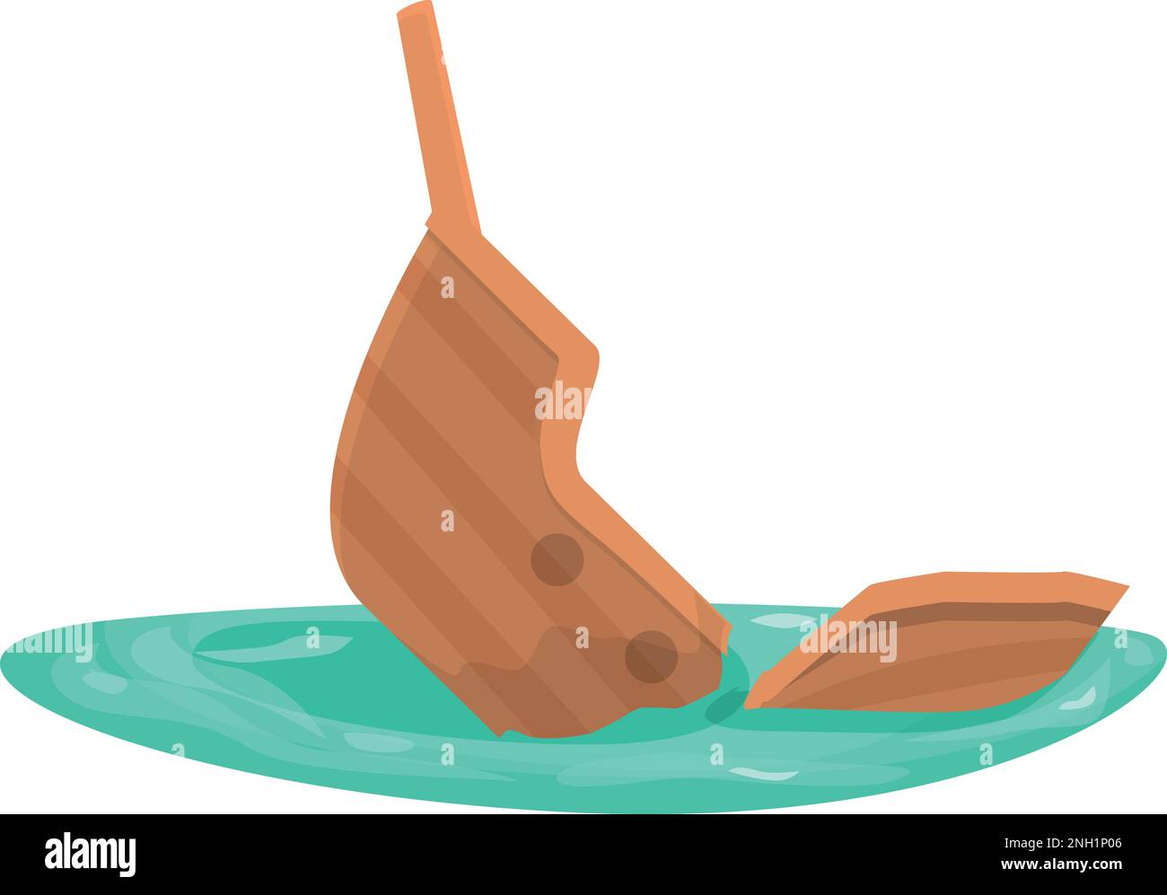 Vintage shipwreck icon cartoon vector. Old ship. Wave ocean Stock ...